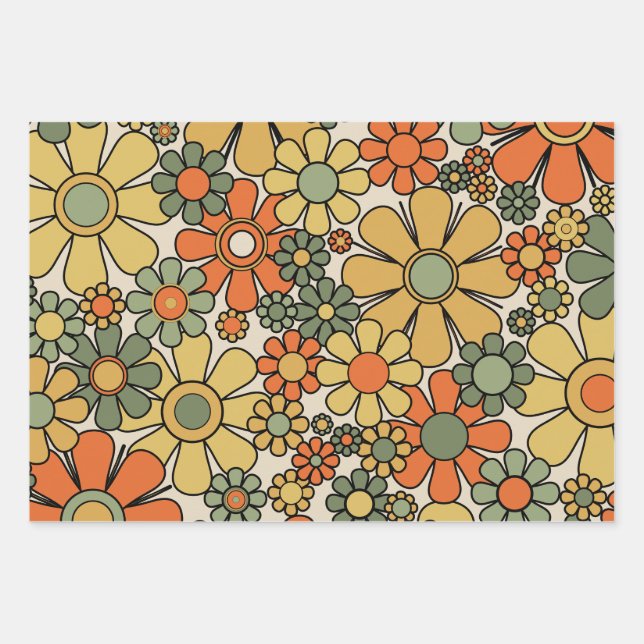 70s groovy flower pattern