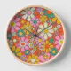 Retro Garden Groovy 60s 70s Floral Pattern Clock | Zazzle