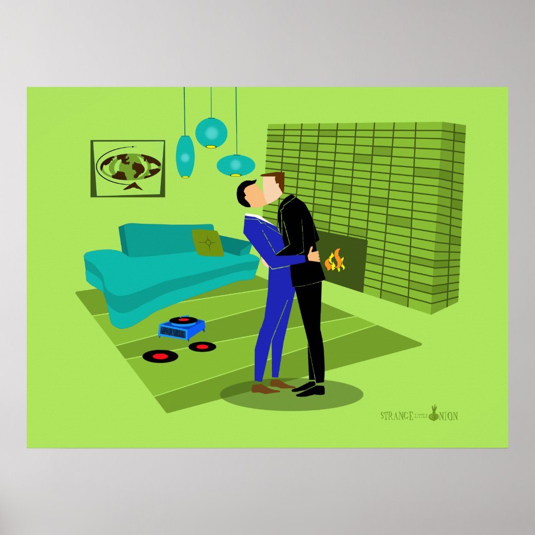 Retro Gay Couple in Love Poster | Zazzle