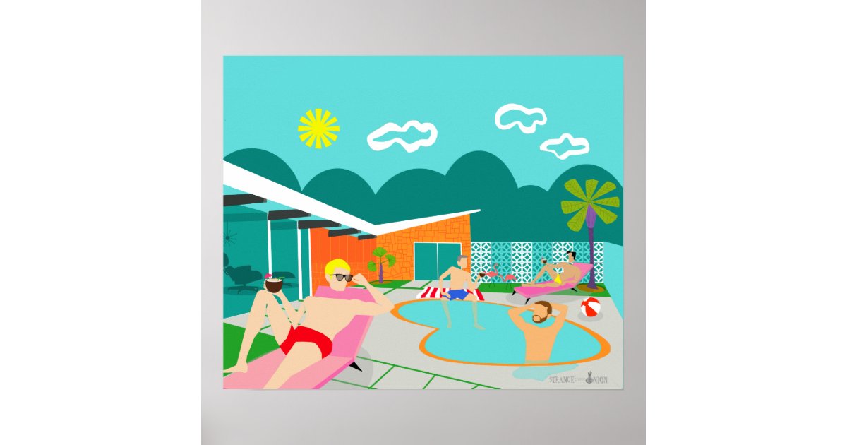 Retro Gay Pool Party Poster | Zazzle
