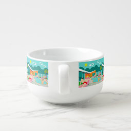 Retro Gay Pool Party Soup Mug | Zazzle
