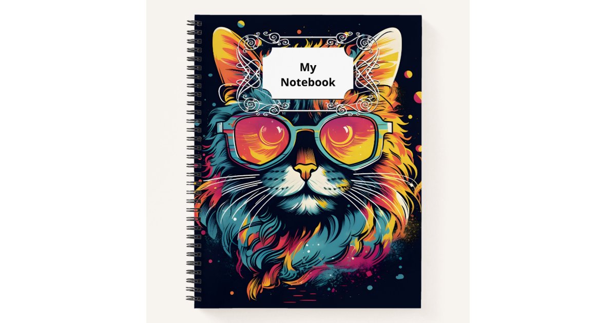 Retro Geek Chic Feline Notebook | Zazzle