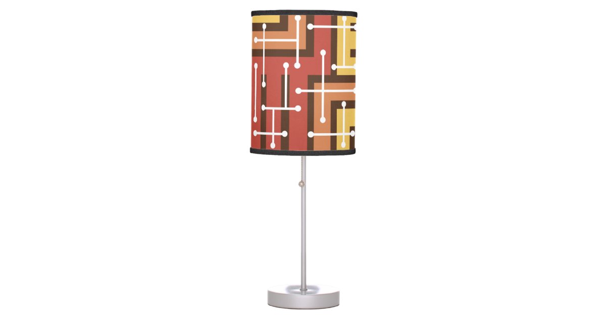 Retro Geometric Art Maze Burnt Orange Table Lamp | Zazzle