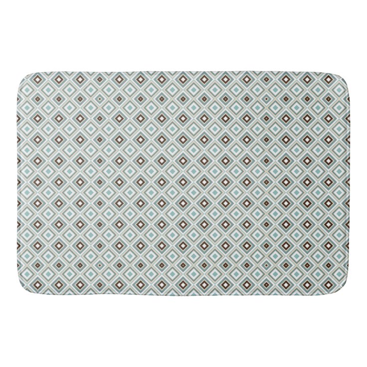 Retro Geometric Diamond Pattern Bath Mat | Zazzle