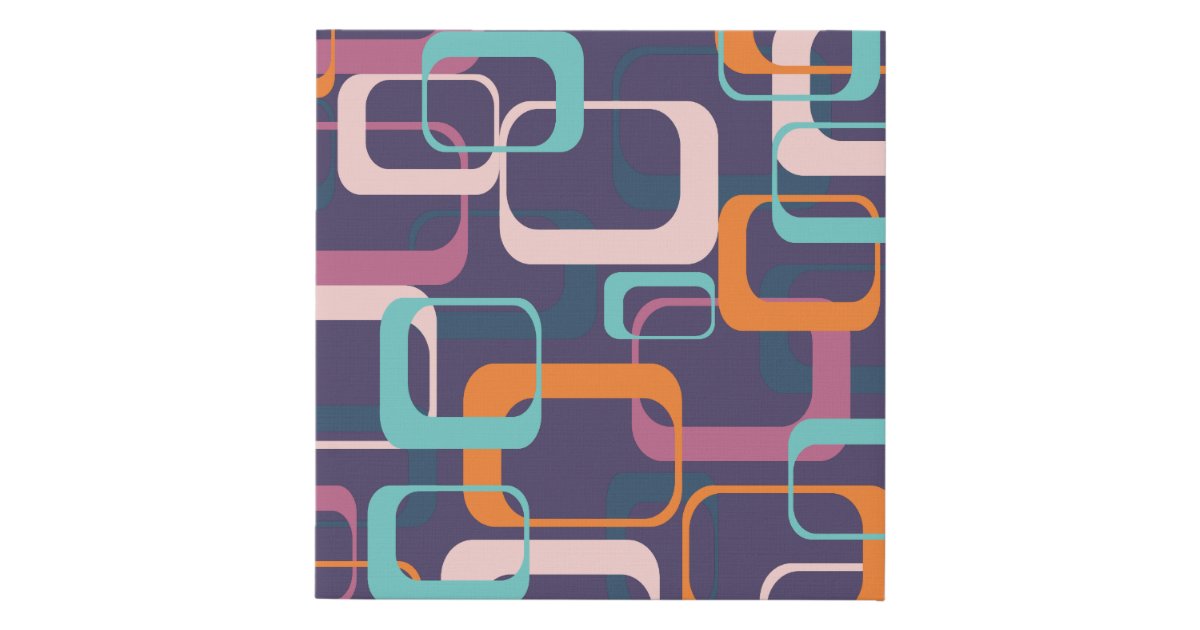 Retro Geometric Mid Century Shapes Art Faux Canvas Print | Zazzle