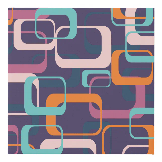 Retro Geometric Mid Century Shapes Art Faux Canvas Print | Zazzle