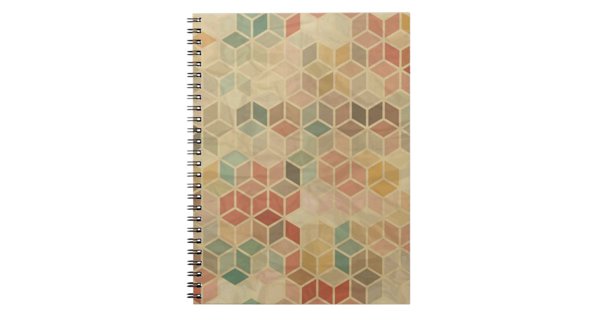 Retro geometric pattern 5 notebook | Zazzle