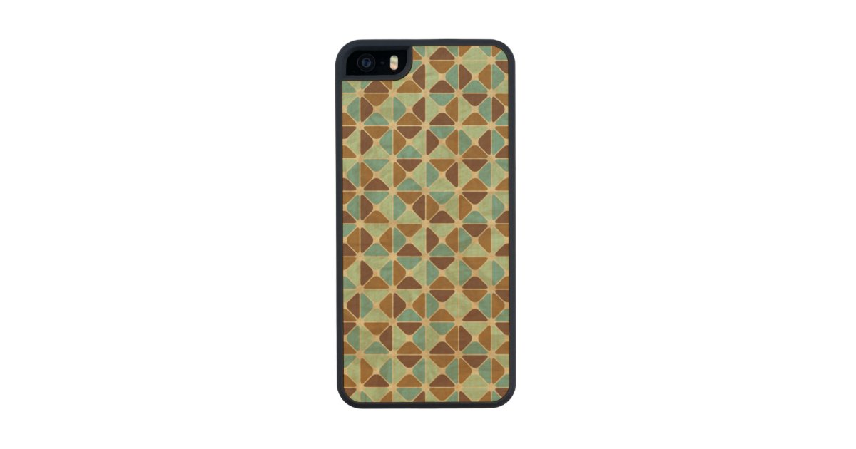 Retro geometric pattern carved wood iPhone case | Zazzle