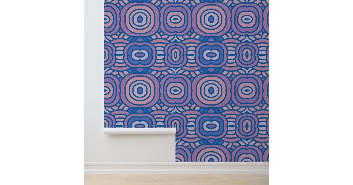 Retro Geometric Pattern in Blue and Pink Wallpaper | Zazzle