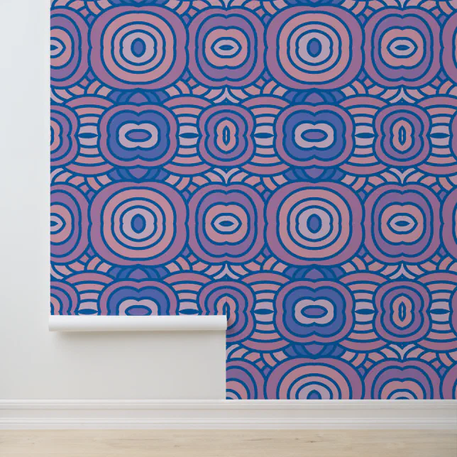 Retro Geometric Pattern in Blue and Pink Wallpaper | Zazzle