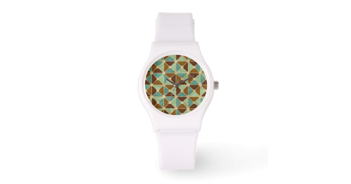 Retro geometric pattern watch | Zazzle