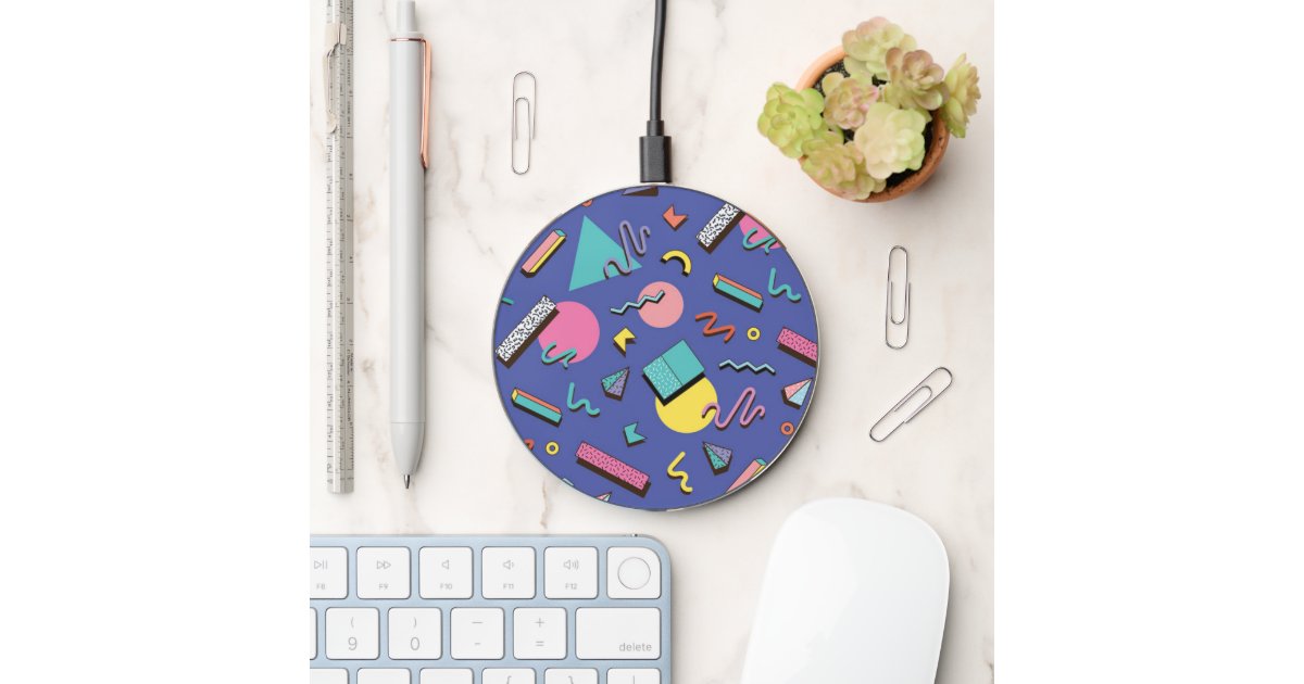 Retro Geometric Pattern Wireless Charger | Zazzle