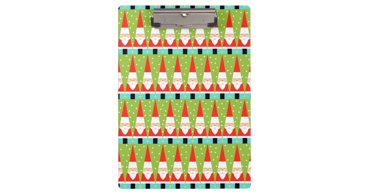 Retro Geometric Santa Clipboard | Zazzle