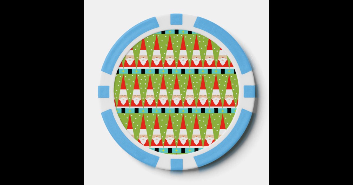 Retro Geometric Santa Poker Chips | Zazzle