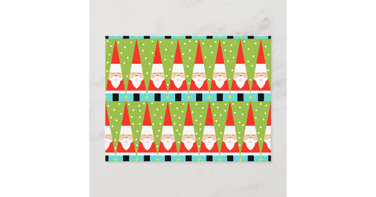 Retro Geometric Santa Postcard | Zazzle