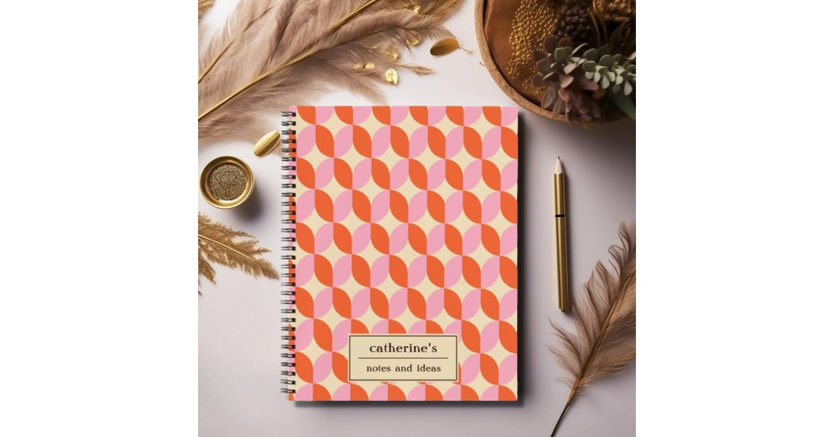 Retro Geometric Shape Pattern Spiral Notebook | Zazzle