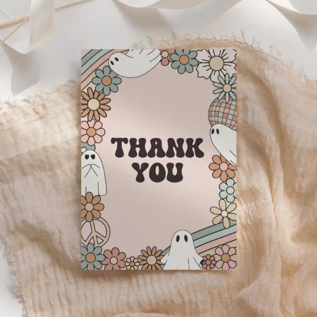 Retro Ghost Halloween Baby Shower Thank You Card | Zazzle