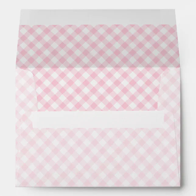 Retro Gingham Pink Envelope | Zazzle