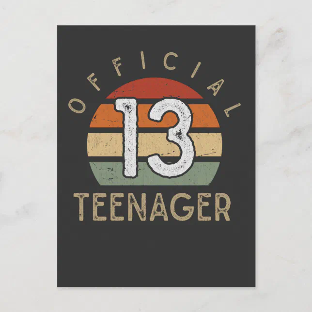 Retro Girl Boy 13th Birthday Official Teenager Postcard | Zazzle