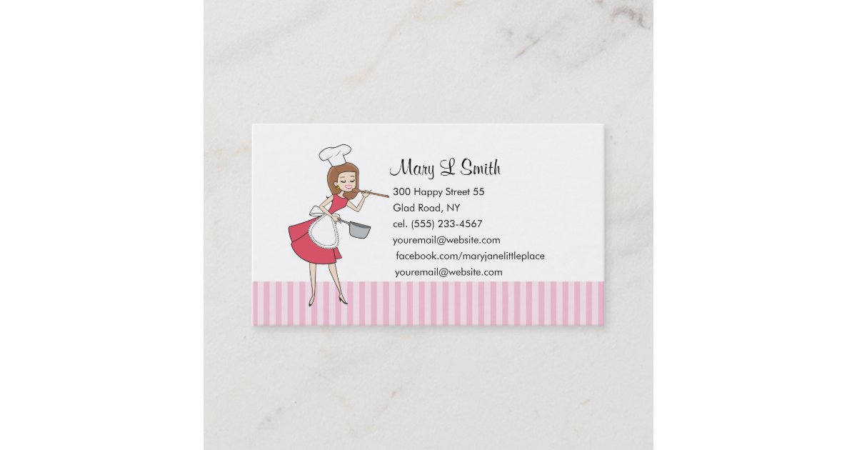 Retro Girl Chef Personal Calling Card - Customized | Zazzle