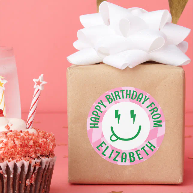 Retro Girls Happy Face Birthday Gift Stickers | Zazzle