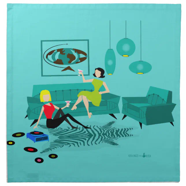 Retro Girls' Night In Cloth Napkin | Zazzle