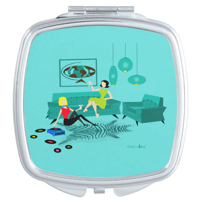 Retro Girls' Night In Compact Mirror | Zazzle