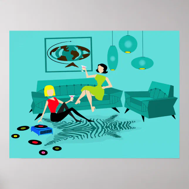 Retro GIrls' Night In Poster | Zazzle