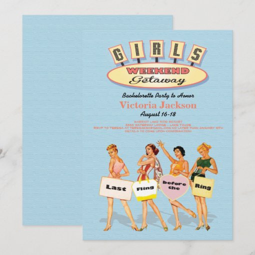 Retro Girls Weekend getaway Invitations | Zazzle