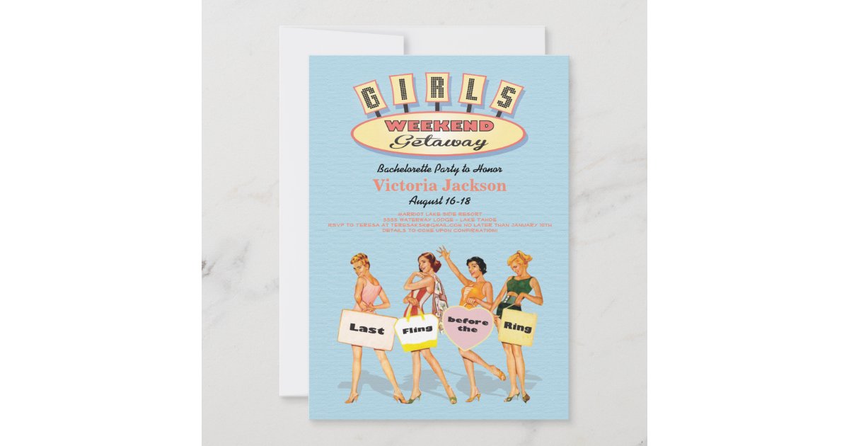 Retro Girls Weekend getaway Invitations | Zazzle