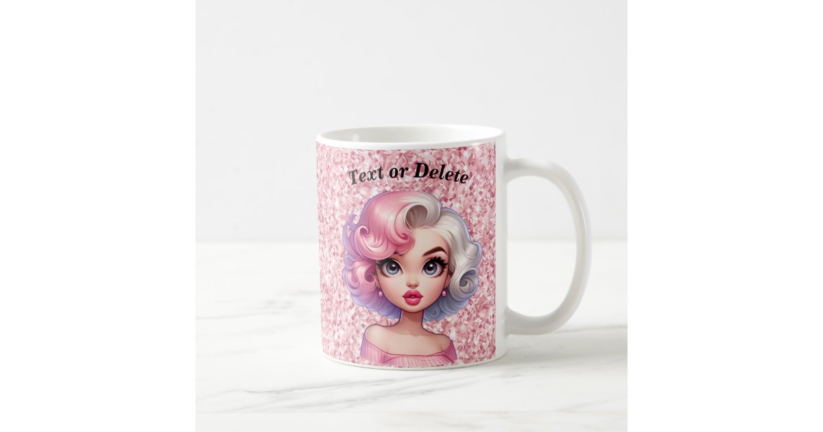 Retro Glamour Girl Animated Cute Cartoon Beauty Coffee Mug | Zazzle