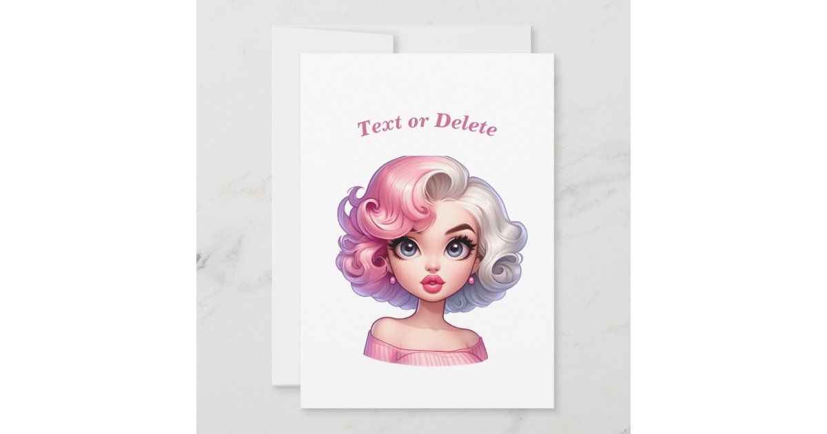 Retro Glamour Girl Animated Cute Cartoon Beauty Holiday Card | Zazzle