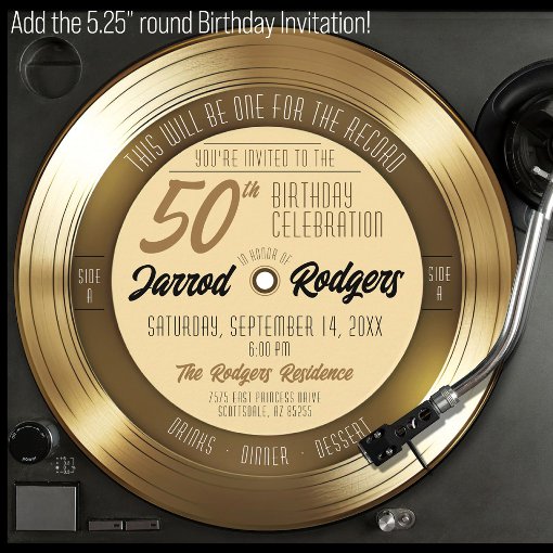 Retro Gold Record 50th Birthday Party Invitation Envelope | Zazzle