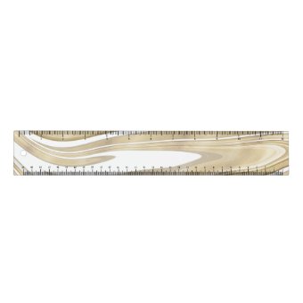 Retro Gold Swirl Liquid Painting Aesthetic Design Ruler | Zazzle