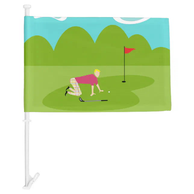 Retro Golfer Car Flag | Zazzle