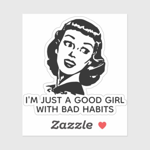 Retro Good Girl Vinyl Sticker | Zazzle