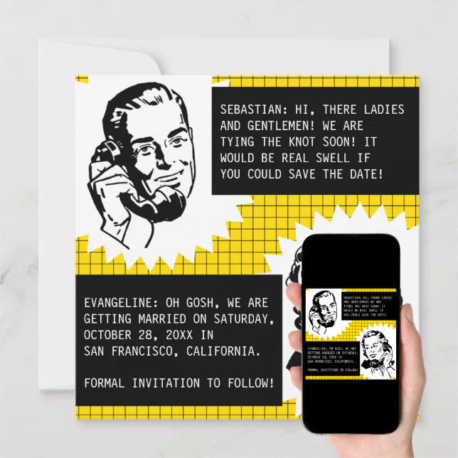 Retro Gossip Couple Save the Date Cards | Zazzle