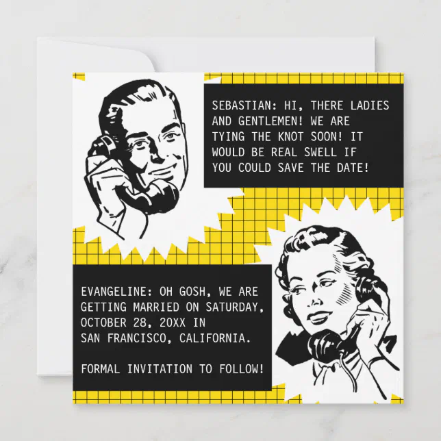 Retro Gossip Couple Save the Date Cards | Zazzle