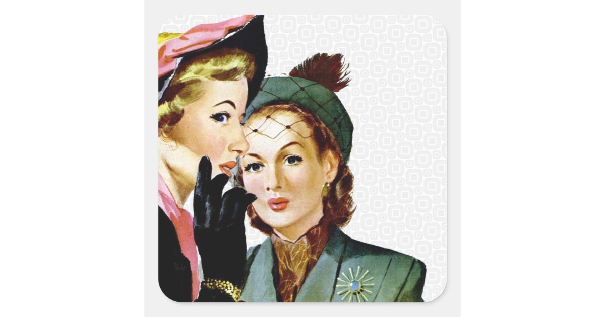 Retro Gossip Square Sticker | Zazzle