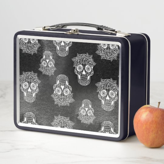 Retro Gothic Style Sugar Skull Black Metal Lunch Box | Zazzle.com