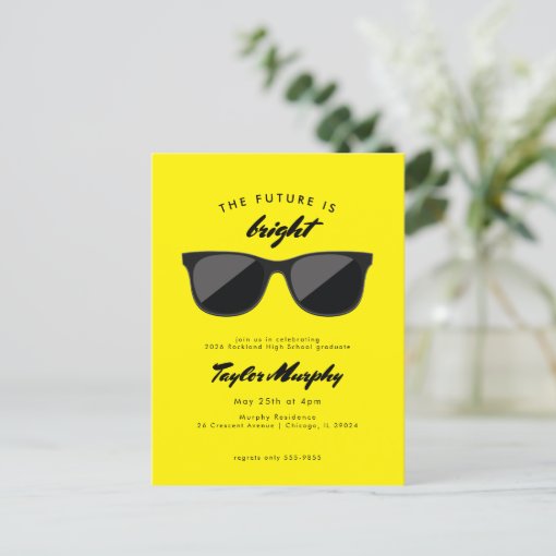Retro Graduation Party Future is Bright Postcard | Zazzle