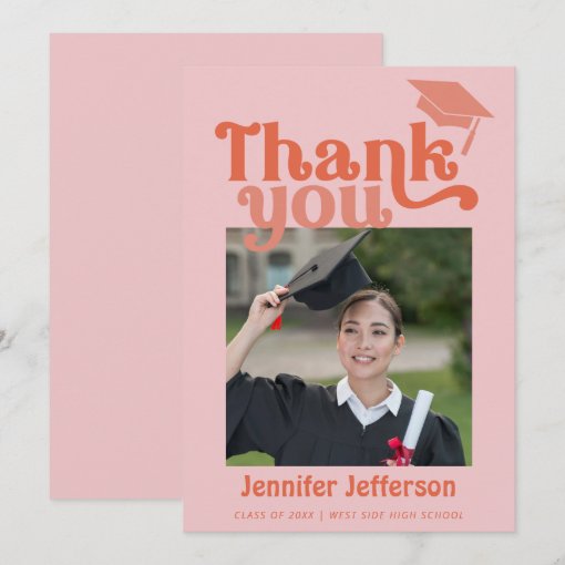 Retro Graduation Thank you Photo Card | Zazzle