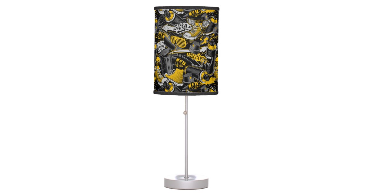 Retro Graffiti Urban Street Pattern Table Lamp | Zazzle