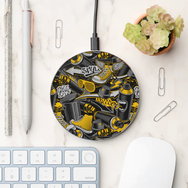Retro Graffiti Urban Street Pattern Wireless Charger | Zazzle
