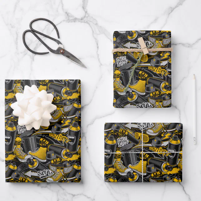 Retro Graffiti Urban Street Pattern Wrapping Paper Sheets | Zazzle