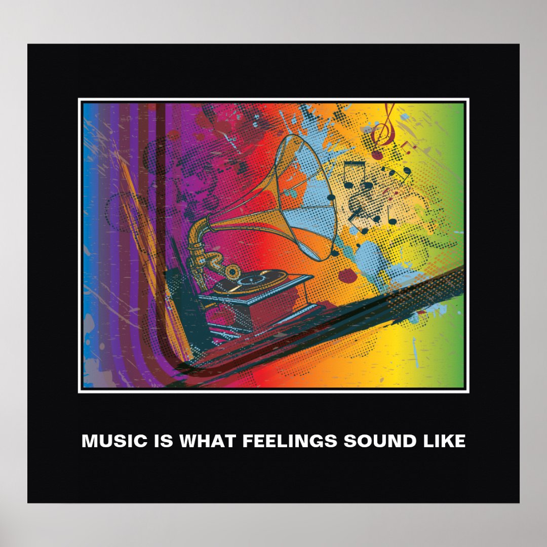 Retro gramophone music quote motivational poster | Zazzle