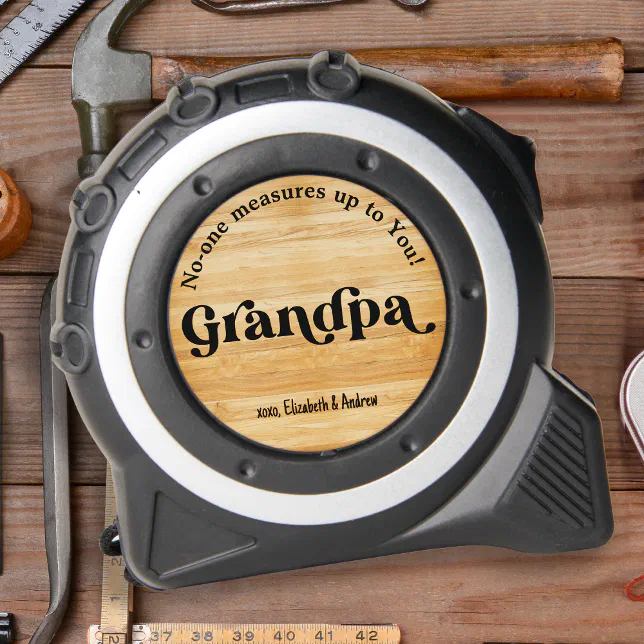 Retro GRANDPA No One Measures Up Personalized Wood Tape Measure | Zazzle