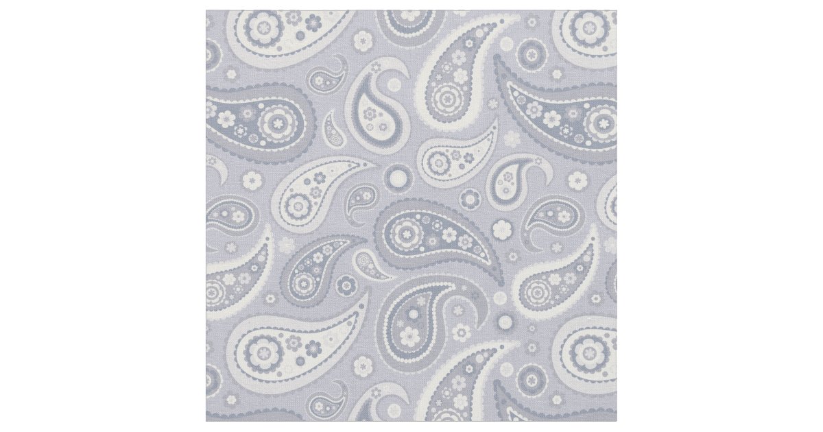 Retro Gray Paisley Pattern Fabric | Zazzle