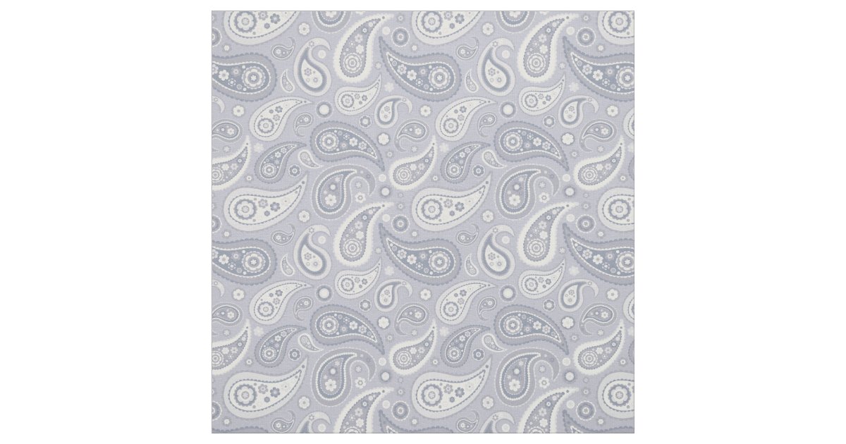 Retro Gray Paisley Pattern Fabric | Zazzle