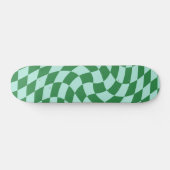 Retro Green And Blue Warped Checkered Checkerboard Skateboard | Zazzle